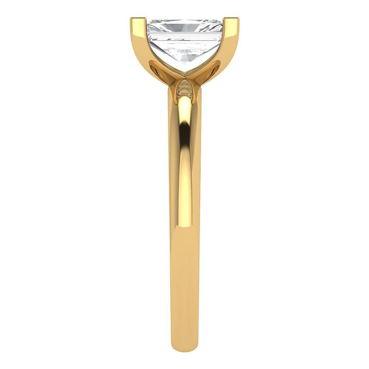 Clara Pucci 1.0 ct Emerald Cut Solitaire Moissanite Engagement Wedding Bridal Promise Anniversary Ring 18K Yellow Gold Size 6.5