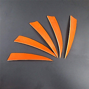 Archery Fletchings Real Turkey Shield Feathers 4 Inch Full Length 50 Pack Glued Right Wing for Arrow DIY (Orange)