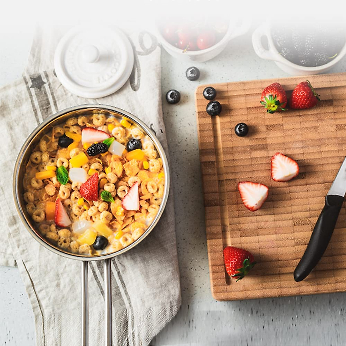 Aufranc Stainless Steel Cookware Set, 7 Piece Nonstick Kitchen Induction Cookware Set,Works with Induction/Electric and Gas Cooktops, Nonstick, Dishwasher