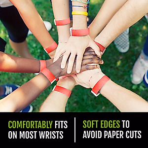 WristCo Neon Red 3/4" Tyvek Wristbands - 500 Pack Paper Wristbands For Events