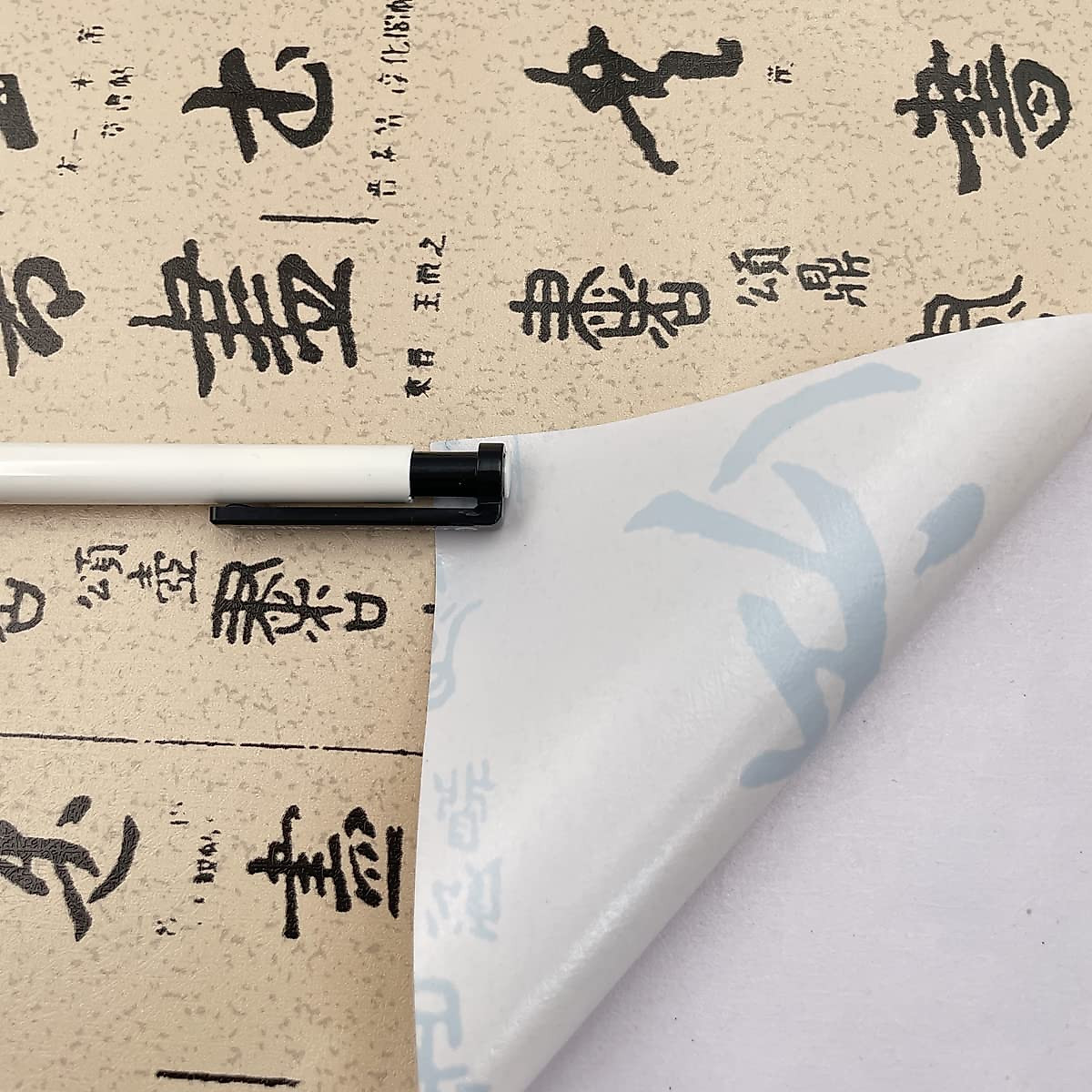 Yifely Chinese Style Calligraphy Drawer Paper Self-Adhesive PVC Shelf Liner Bookshelf Sticker 17.7 Inch by 9.8 Feet