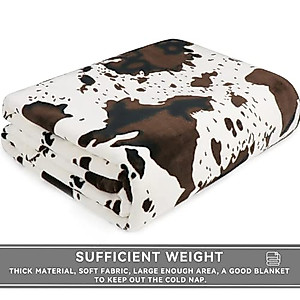 Fleece Cow Print Throw Blanket, Super Soft Flannel Cozy Cow Blankets for Adults, Lightweight Fuzzy Cow Blankets for Couch Sofa Bed Office, Throw Size Warm Plush Blankets for All Season 50"×60"