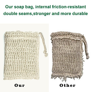E-Know Soap Bag, 5 Pack Natural Sisal Soap Saver, Zero Waste Plastic-Free Soap Net, Foaming and Drying The Soap, Massage, Peeling