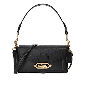 Coach Women's Three Leather Jade Shoulder Handbag (Black/Gold)