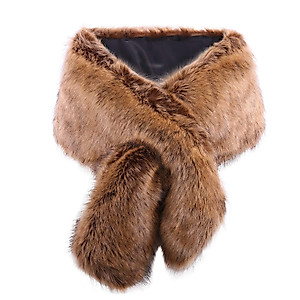 Women Long Faux Fox Fur Shawl Bridal Stole Cover Up Winter Soft Bolero Scarf Raccoon