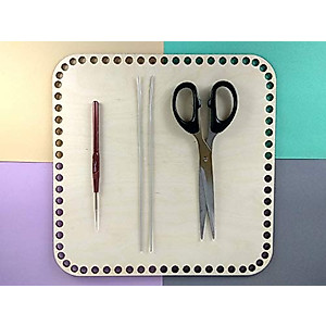 Basket Bottom, 10 inch 25 cm. Square Wooden Base Crochet Weaving Craft Supplies