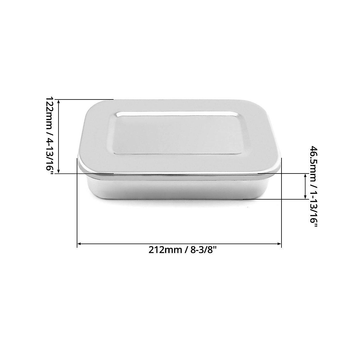 QWORK Stainless Steel Instrument Tray Organizer with Lid, 2 Pack, 8" Container, Instruments Solid Box, Square Sterilization Box Container for Lab Instrument Supplies