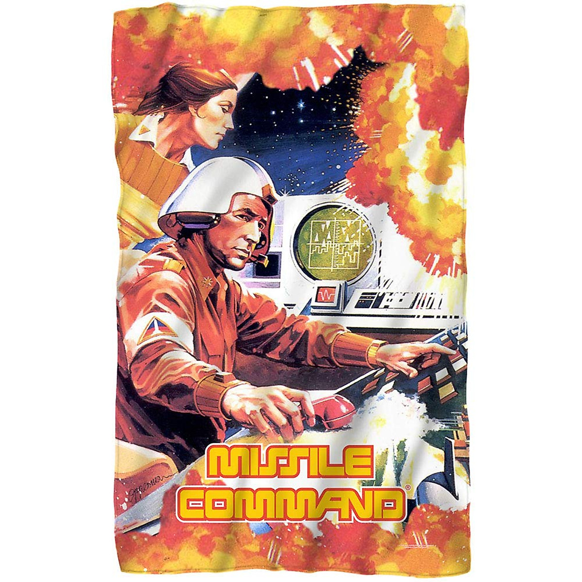 Atari Missile Command Fleece Blanket White 48X80