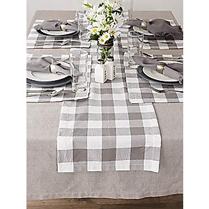 DII Buffalo Check Collection, Classic Farmhouse Tabletop Set, Placemat Set, 13x19, Gray & White, 6 Piece