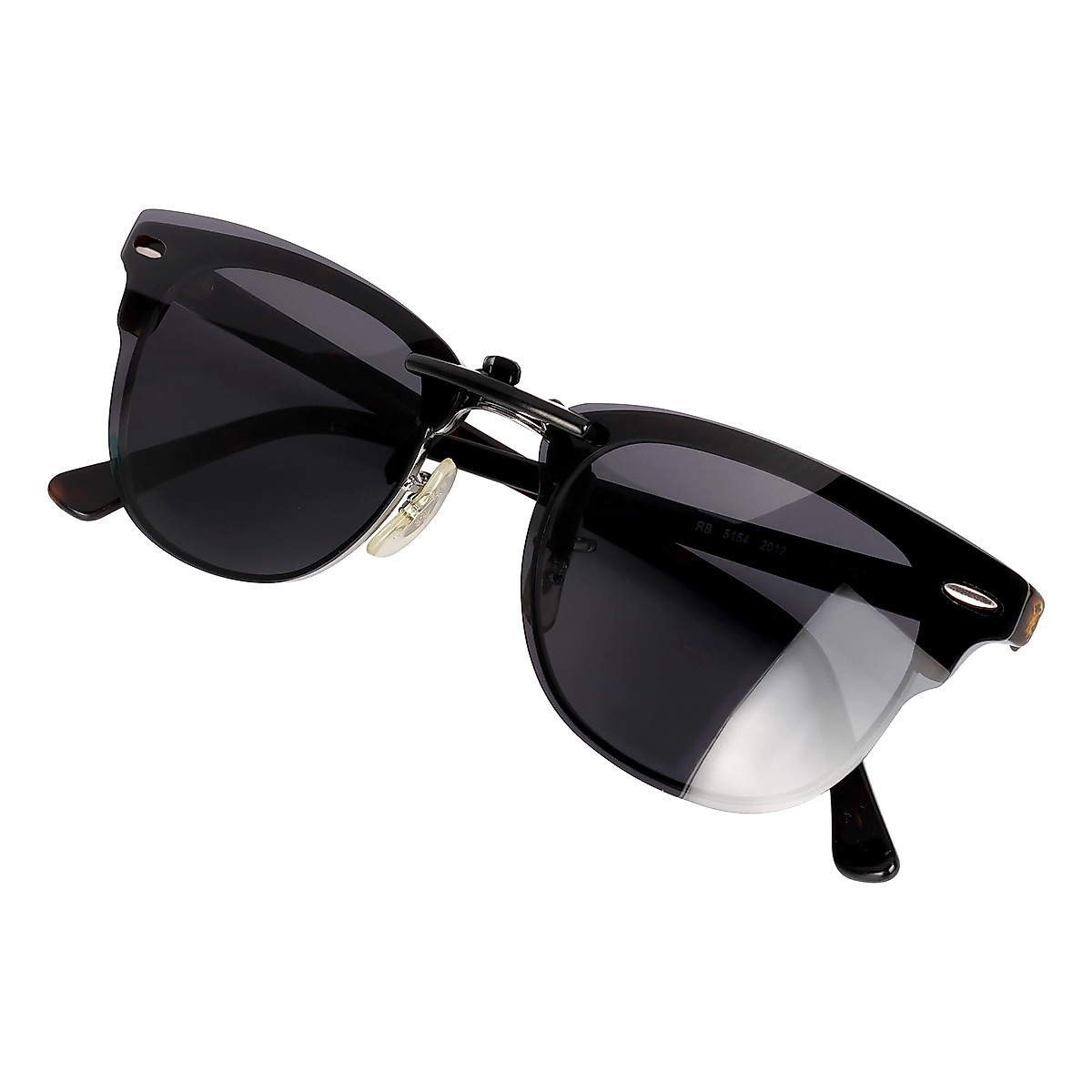 Polarized CLIP-ON Sunglasses for Ray-Ban Clubmaster RB5154 (RX5154) 51-21-145 (Black)