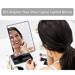 Waneway 12-Inch Screen Makeup Mirror with 24 LED Lights, Lighted Vanity Dressing Table Mirror with Touch Dimmable Memory Function and 10x Magnification Spot Mirror, Black (Battery Not Included)