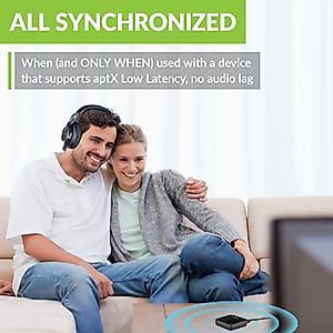 Avantree Audikast Plus Bluetooth 5.0 Transmitter for TV with Volume Control, aptX Low Latency Audio Adapter for 2 Headphones (Optical, AUX, RCA, USB), Class 1 Long Range 100ft - No Receiver Mode