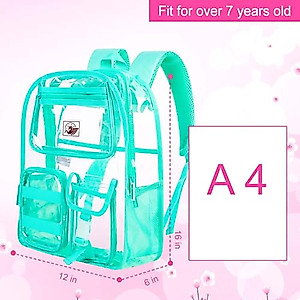 Clear Backpack for Girls Women, Heavy Duty PVC Transparent BookBag, Cute See Through School Bags for Teens Elementary - Green