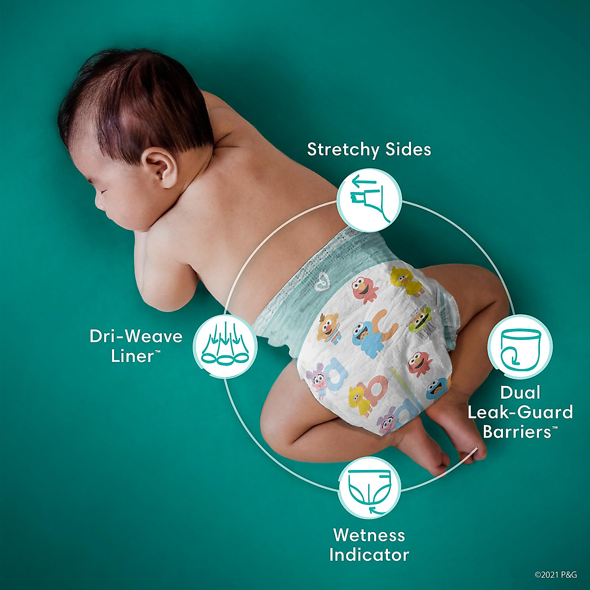 Pampers Baby Dry Disposable Baby Diapers Starter Kit (2 Month Supply), Sizes 1 (252 Count) & 2 (234 Count), with Sensitive Water Based Baby Wipes 12X Multi Pack Pop-Top and Refill (1008 Count)