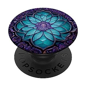 Teal Purple Mandala Pattern PopSockets Standard PopGrip