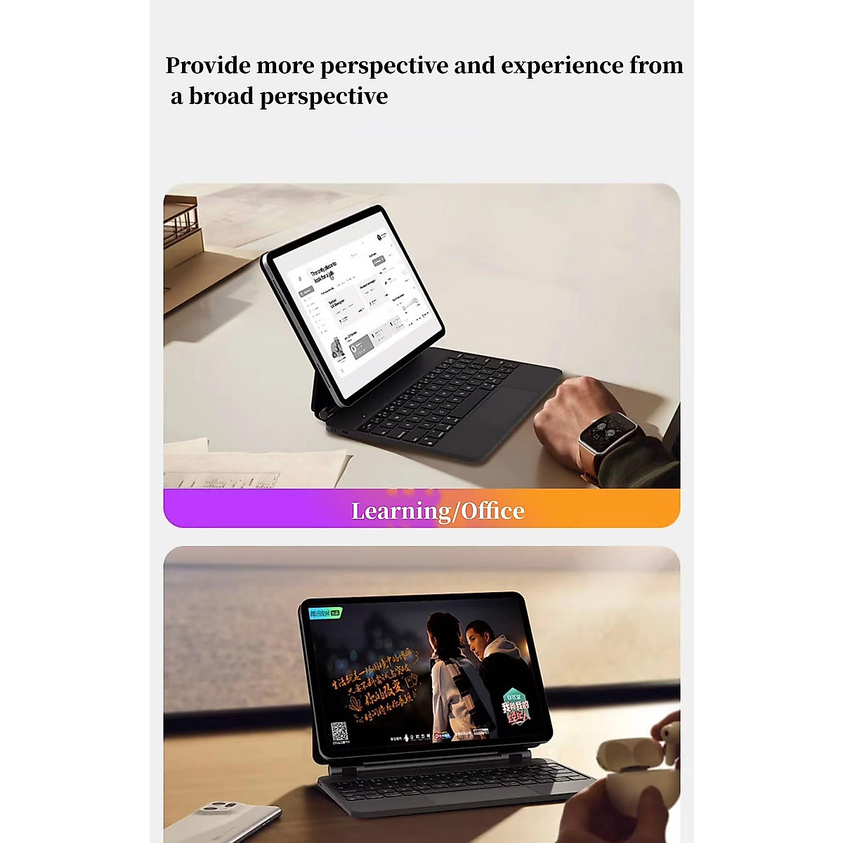 TYXDKJ Alcantara Case for iPad,Double-sided Handmade, Compatible with 11 inch iPad Pro 1/2/3 and 10.9 iPad Air，Equipped with Wireless Keyboard(Black)