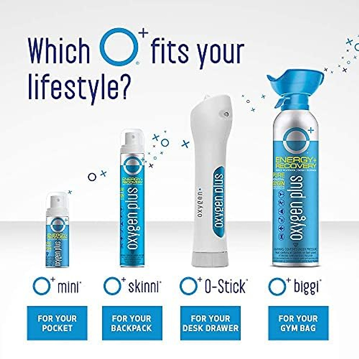 Oxygen Plus – O+ Biggi 6 Pack | Portable Oxygen Can | Filled with 99.5% Pure O2 | Natural Wellness Supplement to Boost Energy & Recovery | 50+ Uses Per 11 Liter Canister