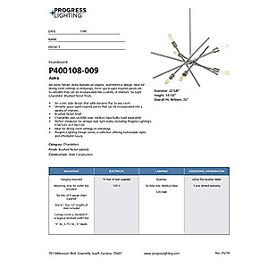 Progress Lighting P400108-009 Astra Chandeliers, Brushed Nickel