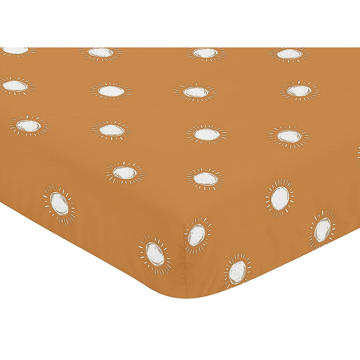 Sweet Jojo Designs Pumpkin Boho Sun Boy or Girl Fitted Crib Sheet Baby or Toddler Bed Nursery - Orange and White Bohemian Celestial Sky Desert Sunshine Outdoors Nature Gender Neutral