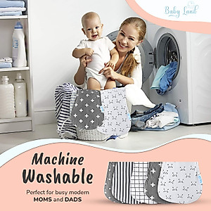 Organic Burp Cloths for Baby Boys Girls - 5-Pack Ultra Absorbent Burping Cloth, Burp Clothes, Newborn Towel - Milk Spit Up Rags - Burpy Bib for Unisex, Boy, Girl - Burp Cloths Set