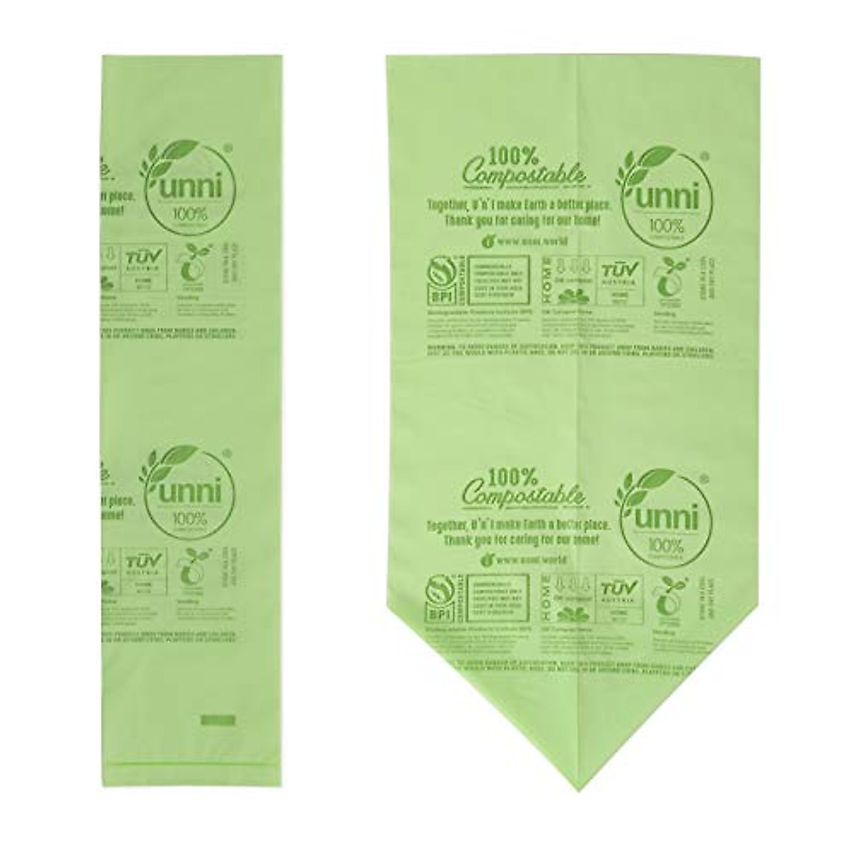 UNNI 100% Compostable Bags, 2.6 Gallon, 9.84 Liter, 100 Count, Extra Thick 0.71 Mil, Samll Kitchen Food Scrap Waste Bags, ASTM D6400, US BPI and Europe OK Compost Home Certified, San Francisco
