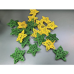 Chaokui Green Yellow-Rattan Star Decorative Wicker Ball for Vase Bowl Home Garden Wreath Tree Decoration DIY Craft Art Hanging Ornament 20pcs,2.4inch,Green+Dark Green