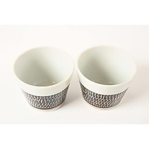 Mino ware Japanese Pottery Pair Sobachoko Tea Cup made in Japan (Japan Import) Rusty Brown Tobikanna STY002