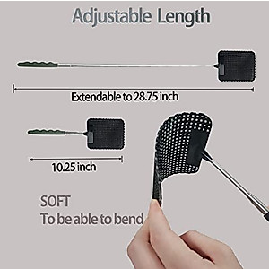 2 Pcs Retractable Fly Swatters Durable Plastic Fly Swatter Heavy Duty with Larger Paddle, Telescopic Flyswatter with Stainless Steel Handle