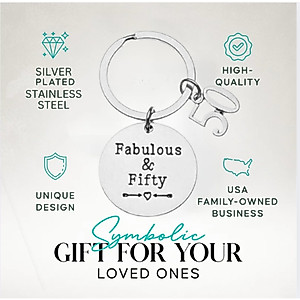 Infinity Collection 50th Birthday Keychain & Card Gift Set, 50th Birthday Gifts for Men & Women, Fabulous and Fifty Keychain. 50th Bday Gifts for Him or Her
