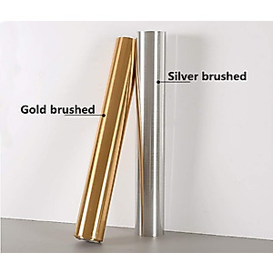 Yija Self Adhesive Brushed Metal Look Film Vinyl Waterproof Anti Greasy Counter Top Peel Stick Metallic Gloss Shelf Liner for Kitchen Cabinet 15.6inch by 79inch (Silver)