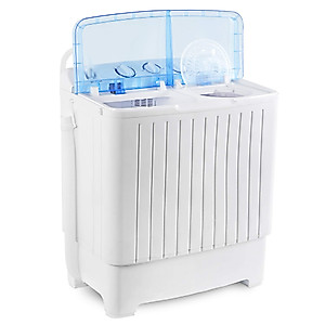 Nouva 17.6lbs Portable Washing Machine, Mini Compact 2 In 1 Twin Tub Washer and Spin Dryer with Timer Control for Apartments, RVs, Camping, Dorms