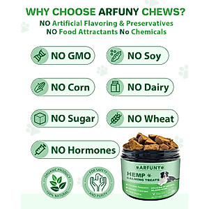 Hemp Calming Chews for Dogs - Dog Calming Treats - Dog Calming Chews - with Valerian Root, Melatonin - Calming Treats for Dogs - Helps with Thunder, Fireworks, Travelling - 120 Chews, Chicken Flavor