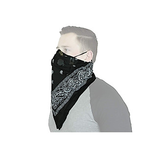 ATV TEK, Universal Bandana Style Dust Masks with Suspension Straps & 3D Nose Box - Black, XL