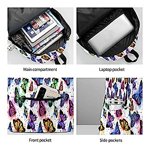 Biunnru Butterfly Travel Backpacks 15 In Cartoon Backpacks For Laptop Backpack