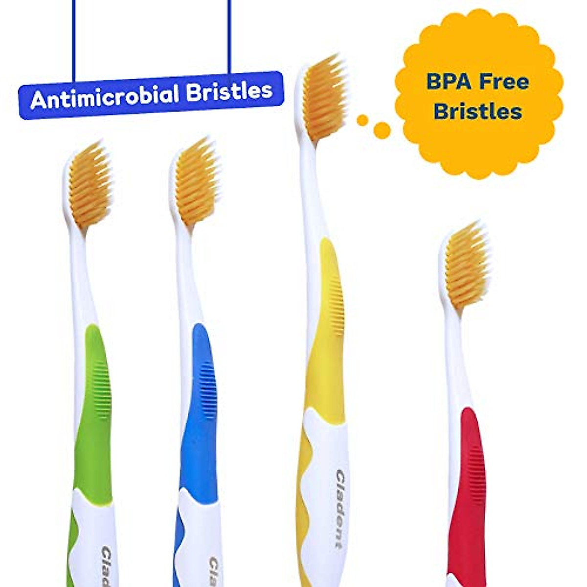 cladent Gold Nano Toothbrush Soft Toothbrushes for Adults, Double Layered Soft Bristle Toothbrush,BPA Free,Travel Toothbrush,Toothbrush Bulk,4 Colors,6 Count (6 Count)