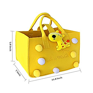 CXDBXD Gift Bags 11.8x7.8x7 Inch Reusable Lightweight Foldable Big Gift Bag Storage Creative Felt Gift bags for Kids Birthday Gift Woman Stylish Shopping Party Travel Bag (Yellow)