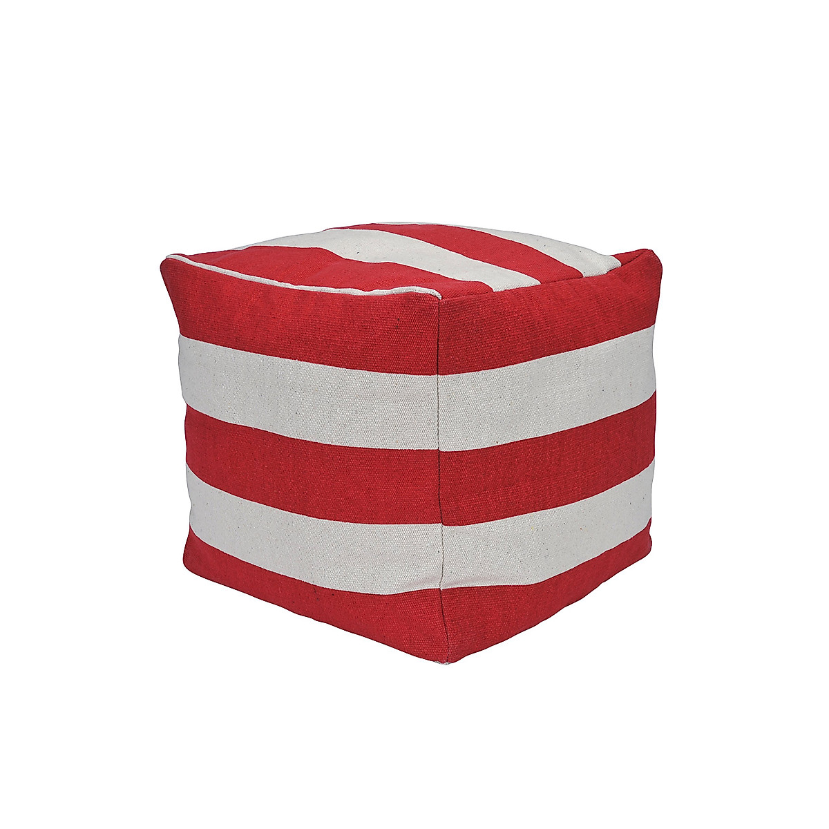 Urban Shop Striped Square Pouf, Red