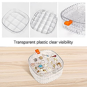 Unaone Jewelry Organizer Box, Acrylic Earring Organizer Jewelry Box with Compartment Tray, Clear Display Storage Box for Rings Bracelet Necklaces, 3 Layer Travel Jewelry Case Gift for Women Girls