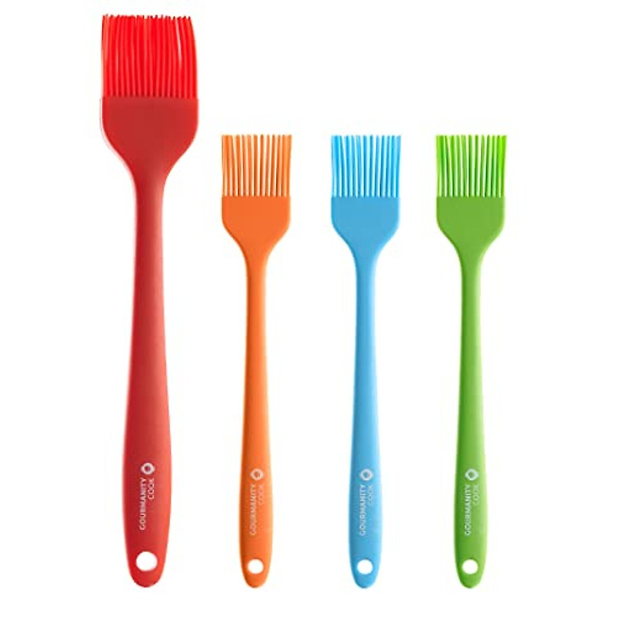 Gourmanity Cook Silicone Basting Brush Set of 4 | Silicone Pastry Brush for Grilling, Cooking and Baking | Flexible Food Brushes | BBQ Brushes for Sauces & Marinades | Pack of 4 Multicolored