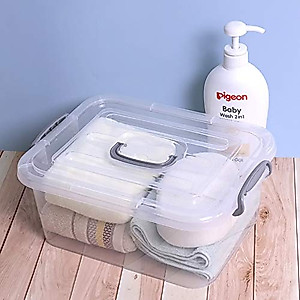 Dehouse 8 L Clear Storage Latch Box, Plastic Lidded Storage Bins, 2 Packs