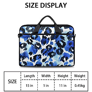 Blue Leopard Print Lightweight Laptop Bag Case 13-15 Inch Computer Briefcase Bag for Women Men Notebook Shoulder Bag
