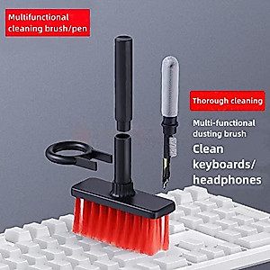 YIUYIUPI 5-in-1 Multi-Function Computer Cleaning Tools Kit Cleaning Soft Brush Keyboard Cleaner for Bluetooth Earphones Lego Laptop Airpods Pro Camera Lens (5 in 1 Black)