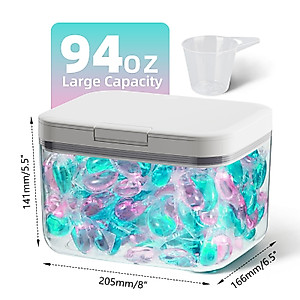 LFZHAN Laundry Pods Container,94Oz / 5.8Lb One-Click Pop-Up Design Laundry Room Storage For Detergent Pods, Great For Dishwasher Pods