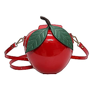 123Arts Fashion Apple Shape PU Leather Handbag Cartoon Shoulder Bags Purse - Red / Green, 191910cm
