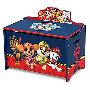 Delta Children PAW Patrol 4-Piece Playroom Set Includes Table with 2 Chairs and Deluxe Toy Box, Blue