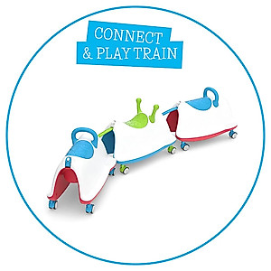 Chillafish Trackie 4-in-1; Rocker, Walker, Ride-on & Play Train, for Kids 1-5 Year, with Adjustable seat Height, Silent Non-Marking 360° Swivel Wheels, Blue and Red, Large