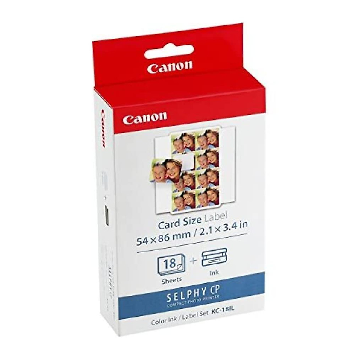 Canon SELPHY KC18IL Color Ink Cassette, 54 x 86 mm Label Set (18Sheets)