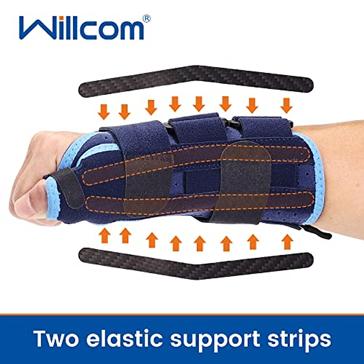 Willcom Wrist and Thumb Spica Splint Brace, Carpal Tunnel Syndrome Support, De Quervain's Tenosynovitis, Hand Stabilizer for Arthritis, Tendonitis, Pain Relief, Sprains Forearm Support Cast (M, Left Hand)