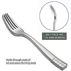 KOOMADE CHECKERS Silverware Set for 8, 40-Piece Stainless Steel Silverware with Forks/Knives/Spoons/Teaspoons, Dishwasher Safe Flatware for Home Use