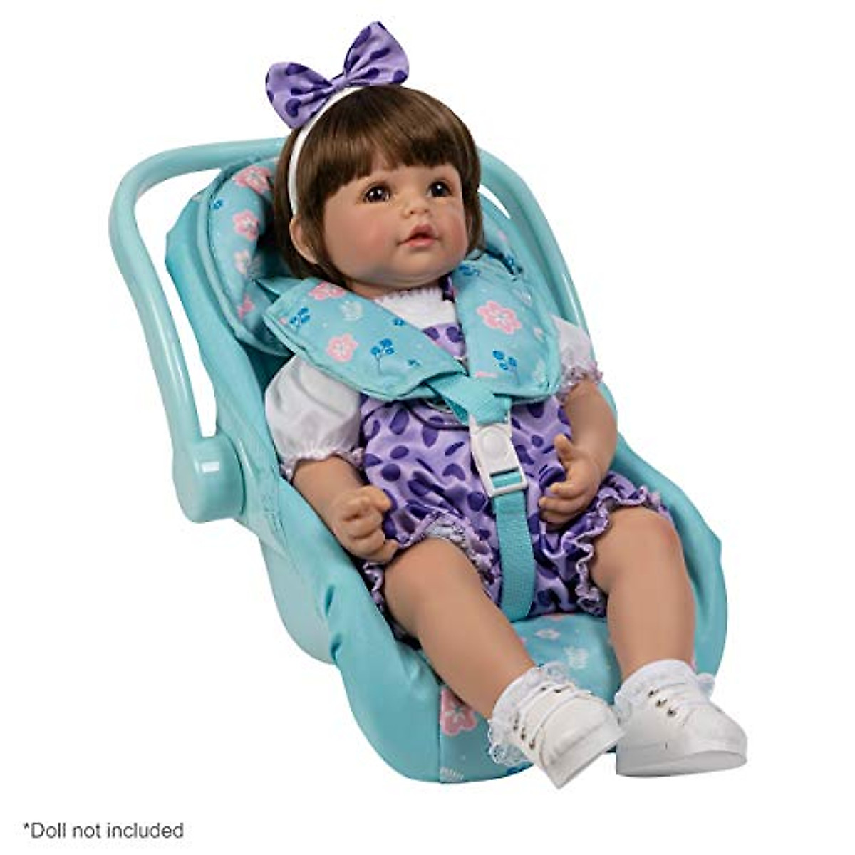 Adora Baby Doll Car Seat with with Removable Seat Cover - Machine Washable, Fits Most Dolls & Plush Animals Up To 20”, Birthday Gift For Children Ages 2+ - Blue Flower Power